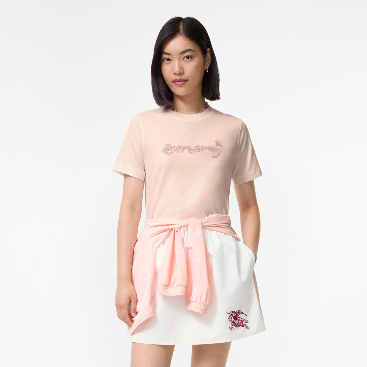 BURBERRY Burberry Embroidered Heart Logo Cotton T-Shirt